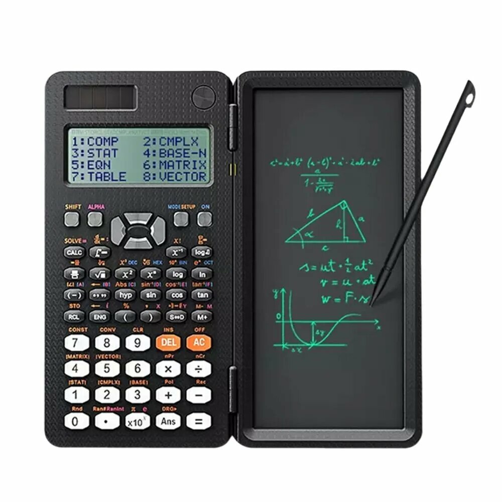 Настольный калькулятор с 6,5-дюймовой ЖК-панелью, 417 функций, солнечная батарея, стираемый экран
