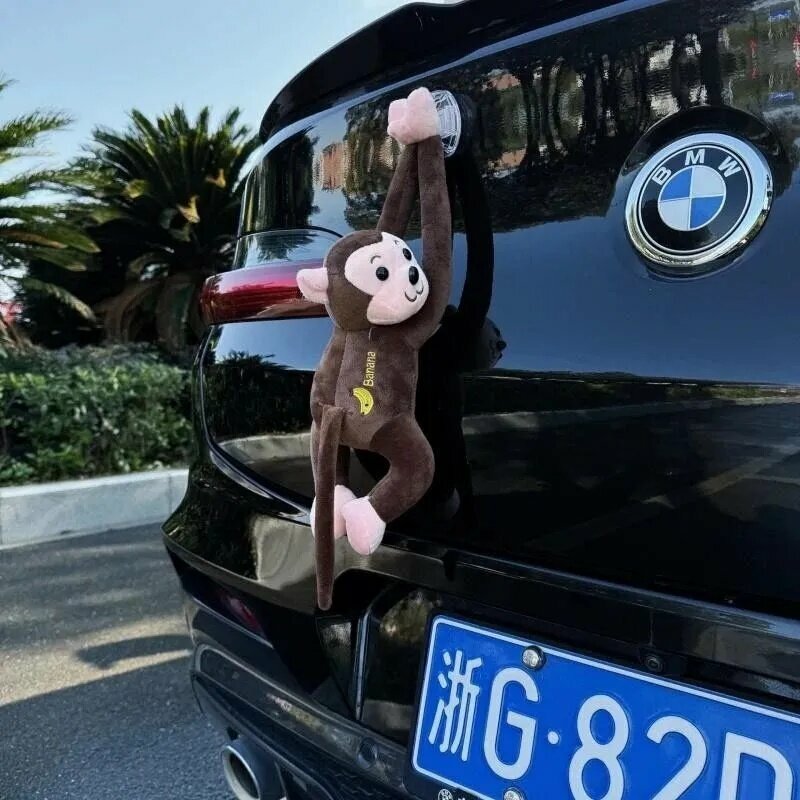 Забавная игрушка-обезьяна для авто Крепление на присосках Водостойкая Для зеркала или крыши