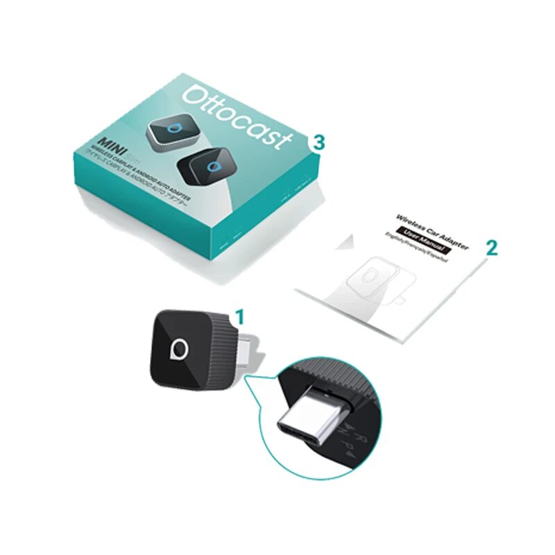 Ottocast Mini Black USB адаптер CarPlay Android Auto