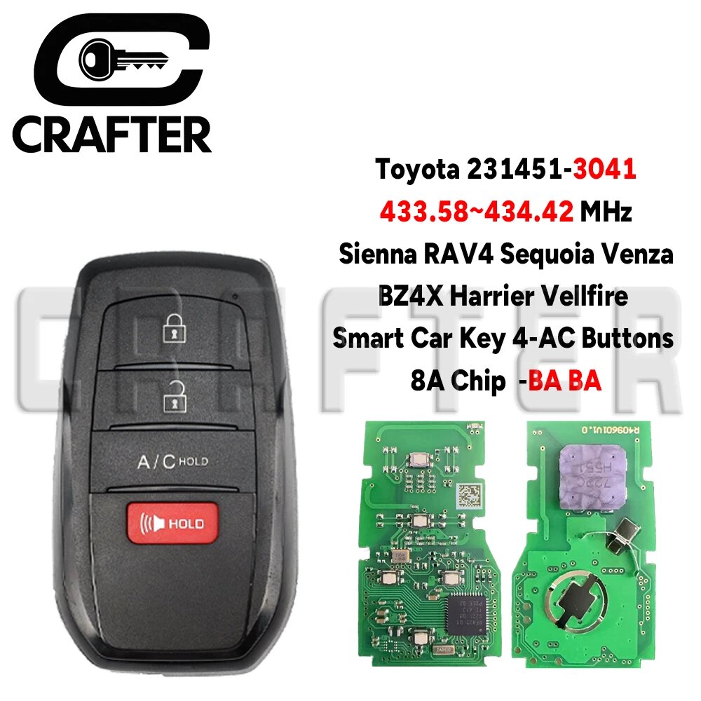 Умный ключ Toyota 231451-3041 433.58-434.42 МГц, 4-AC BT