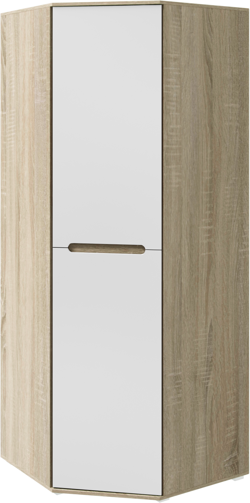 Шкаф угловой МиФ "Ким", ЛДСП/МДФ, с вешалкой, 4 полки, белый глянец