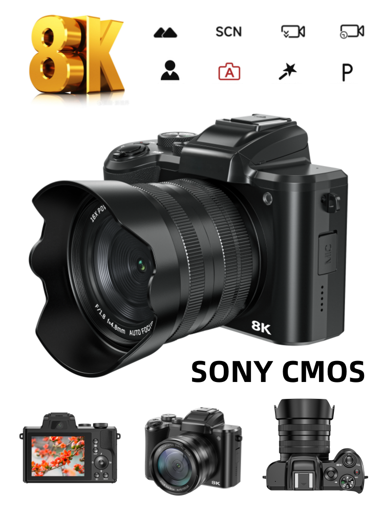 8K Цифровая камера DC226 с сенсорным экраном, IMX586 48 МП + 12 МП, WiFi, 6-осевой гиростаб, HDMI, внешний микрофон