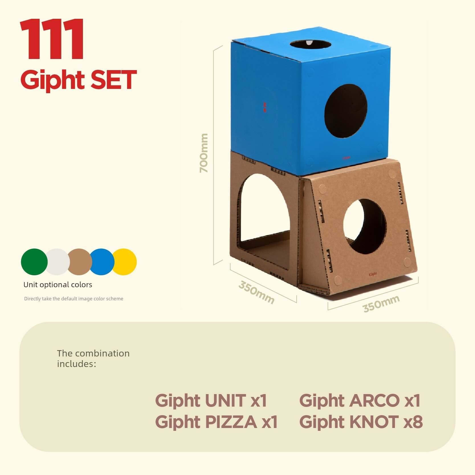 Gipht Sentinel Кот Bed для маленьких квартир и углов, включая 8 соединителей Knot - Синий