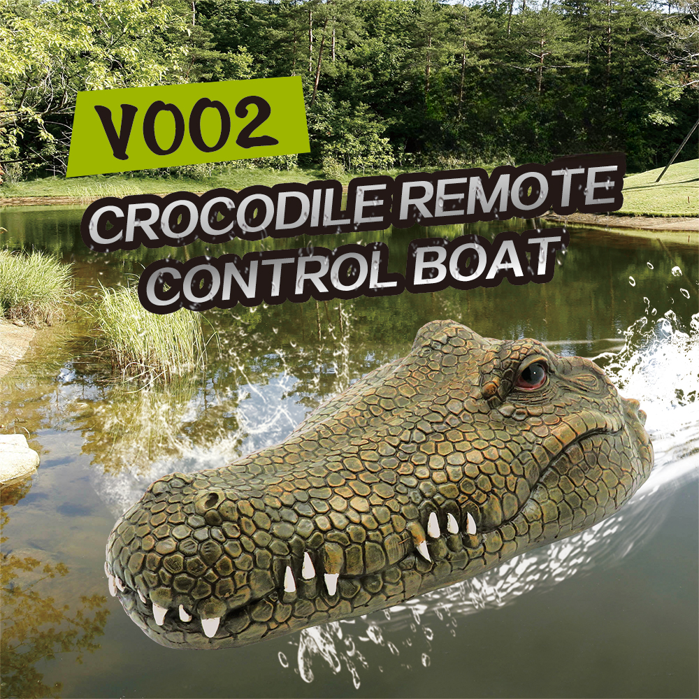 V002 Корабель RC Хэллоуин Игрушка 2.4G Радиоуправляемая Электрическая Гончая Лодка для Бассейнов с Симуляционным Голова Крокодила Шутка Игрушка, Материал Резин+Пластик, Размер 32*17*12см, Скорость 15км/ч, Дистанция Управления 30м, Возраст 14+, 2