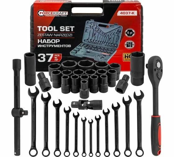 Набор инструментов 37 предметов 1/2" (6гр.) FORCEKRAFT