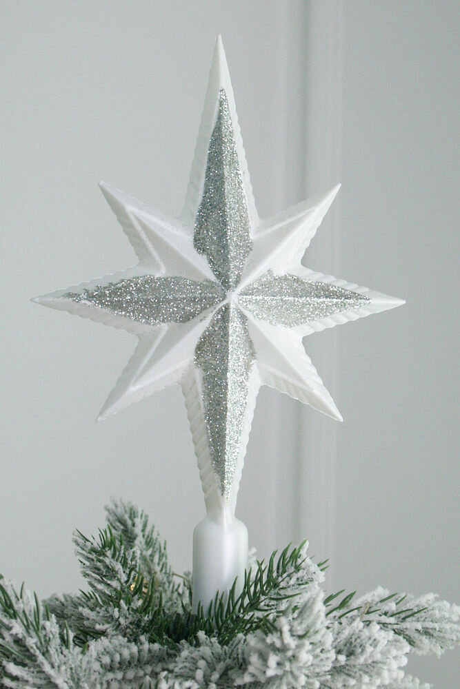 Ёлочная верхушка рождественская звезда, пластик, белая, 25 см, Kaemingk 029166