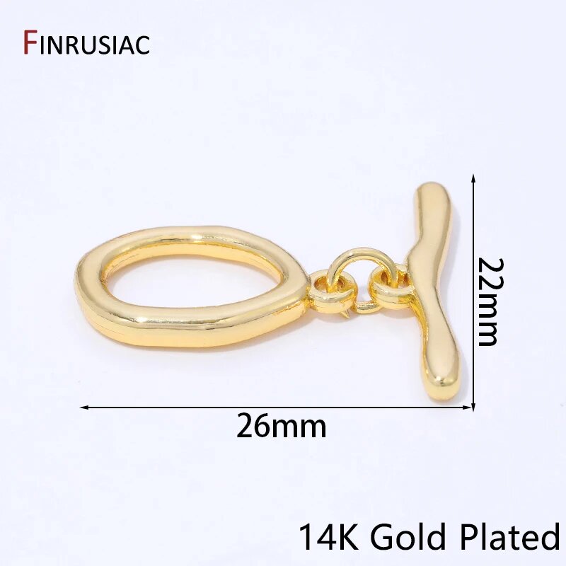 Тогглы для бижутерии FINRUSIAC, латунь, позолота 14K, 6 шт 6 sets, 14K Gold Plated