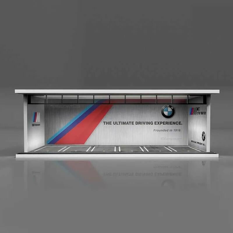 Диорама гараж Bayerische Motoren Werke AGBMW с подсветкой для машинок для моделей 1:64. Игрушечный гараж, парковка для машинок