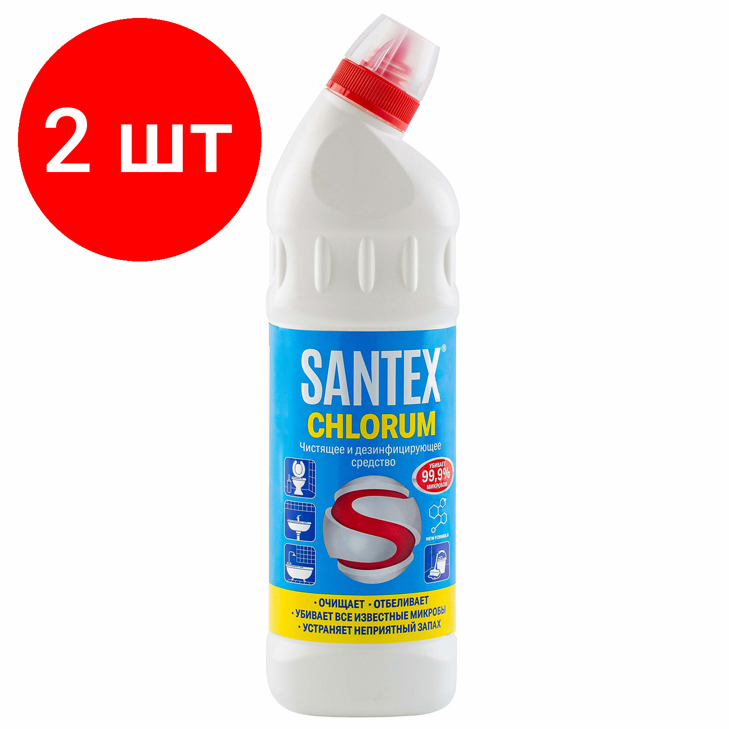 Комплект 2 шт, Чистящее средство 750г сантекс "Хлор", 2000020