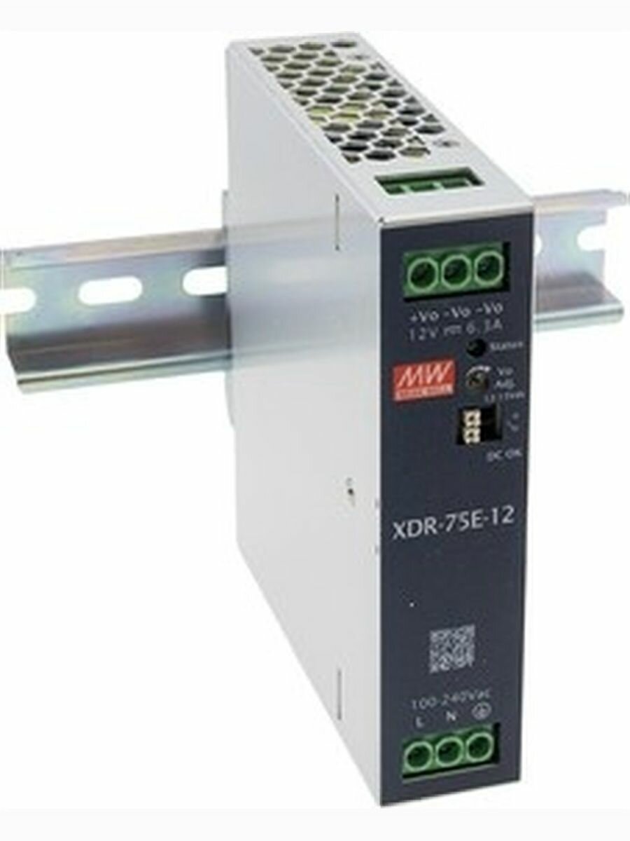 Преобразователь AC-DC на DIN-рейку MEAN WELL XDR-75E-24, 75 Вт, 24 В, 3.2 А