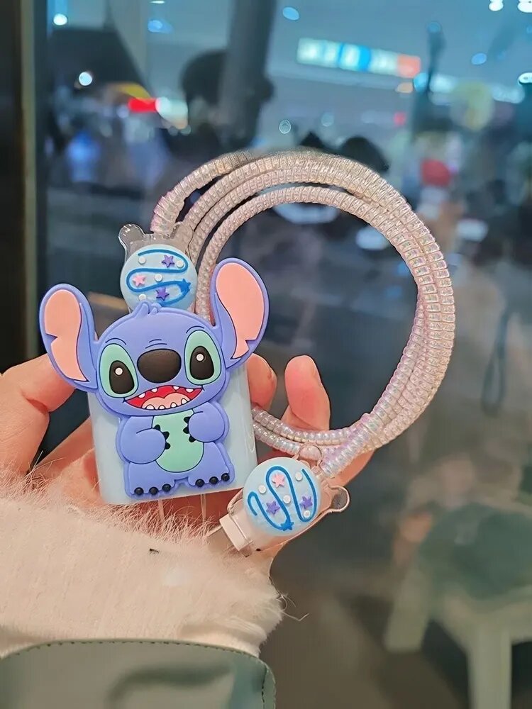Защитный чехол для зарядного кабеля Stitch, портативное хранение, компактный