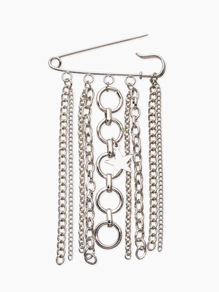 Булавка с подвесами «Звезды», L=6 см, цвет серебро