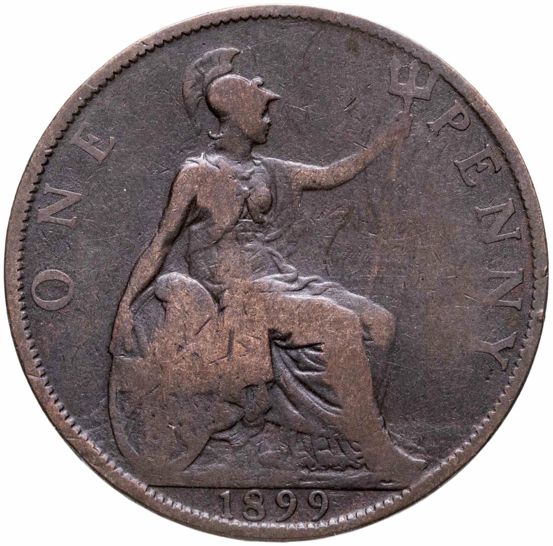 Великобритания 1 пенни penny 1899, Бронза, в сохранности F