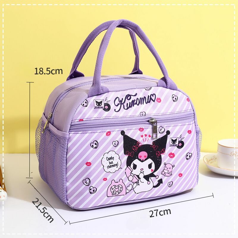 Термосумка для обеда Sanrio Kuromi, с цветочным принтом, на молнии, для студентов и офиса