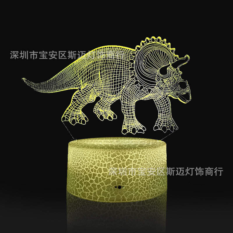 Новая серия динозавров USB ночник круглый креативный цветной с пультом управления основание LED трехмерная настольная лампа 3D визуальный свет