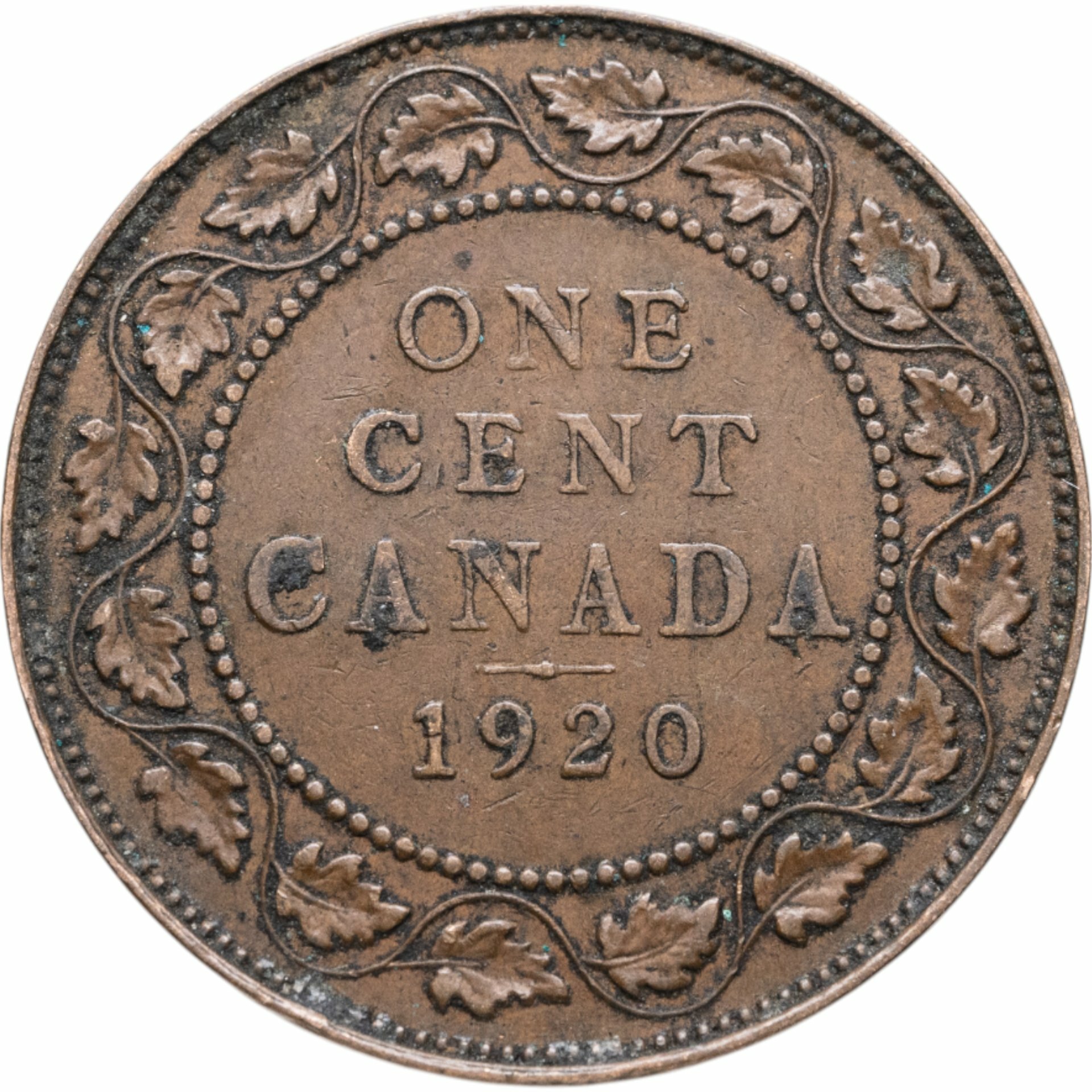Канада 1 цент cent 1920, Бронза, в сохранности XF