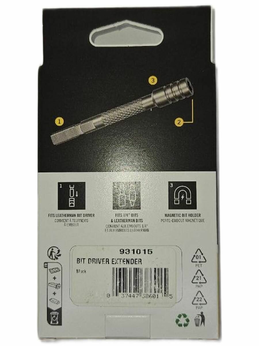 Leatherman Bit Driver Extender black 931015, удлинитель битодержателя черный — фото 1