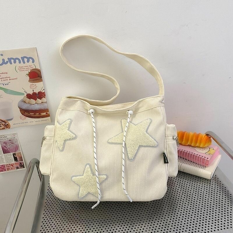 Стильный дизайн, звездный узор, большая вместимость, сумка через плечо из вельвета для студенток, оптовая специальная цена