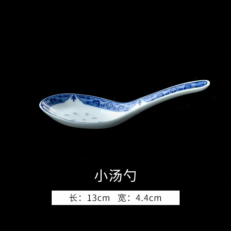 Qingxiangyu Ручная роспись сине-бело-цветной фарфоровой маленькая ложка для супа, традиционная китайская керамическая