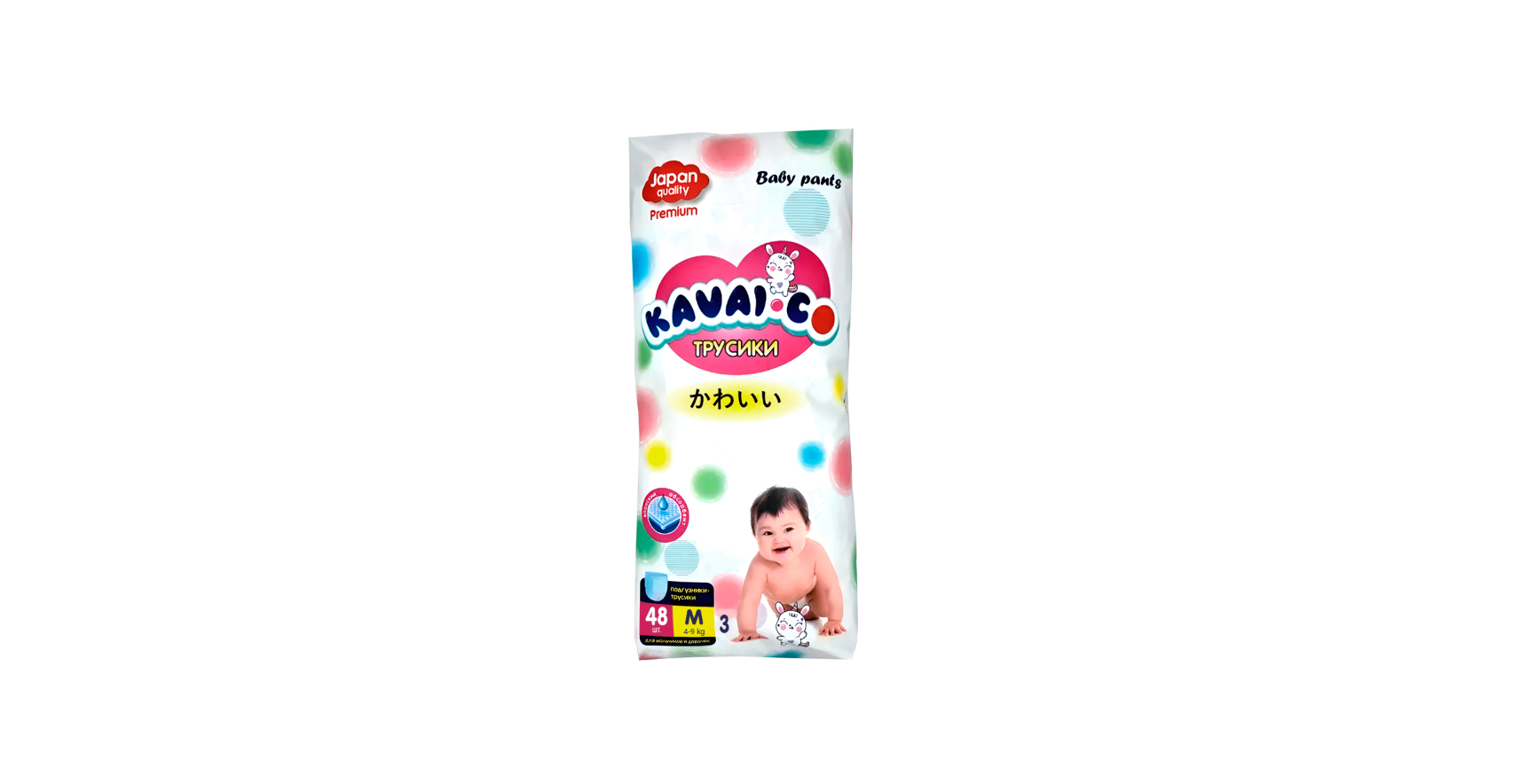 Подгузники-трусики Kavai-Co Baby Pants M 4-9kg (48 Pcs) 48 штук