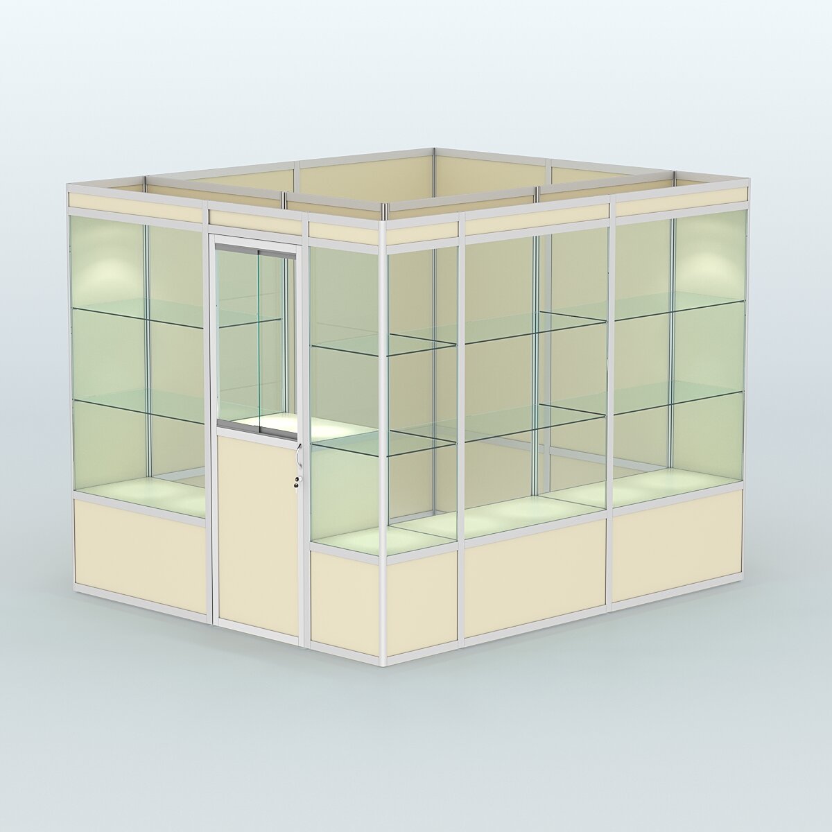 Павильон из профиля угловой №4а (5,5 кв. м), Крем Вайс