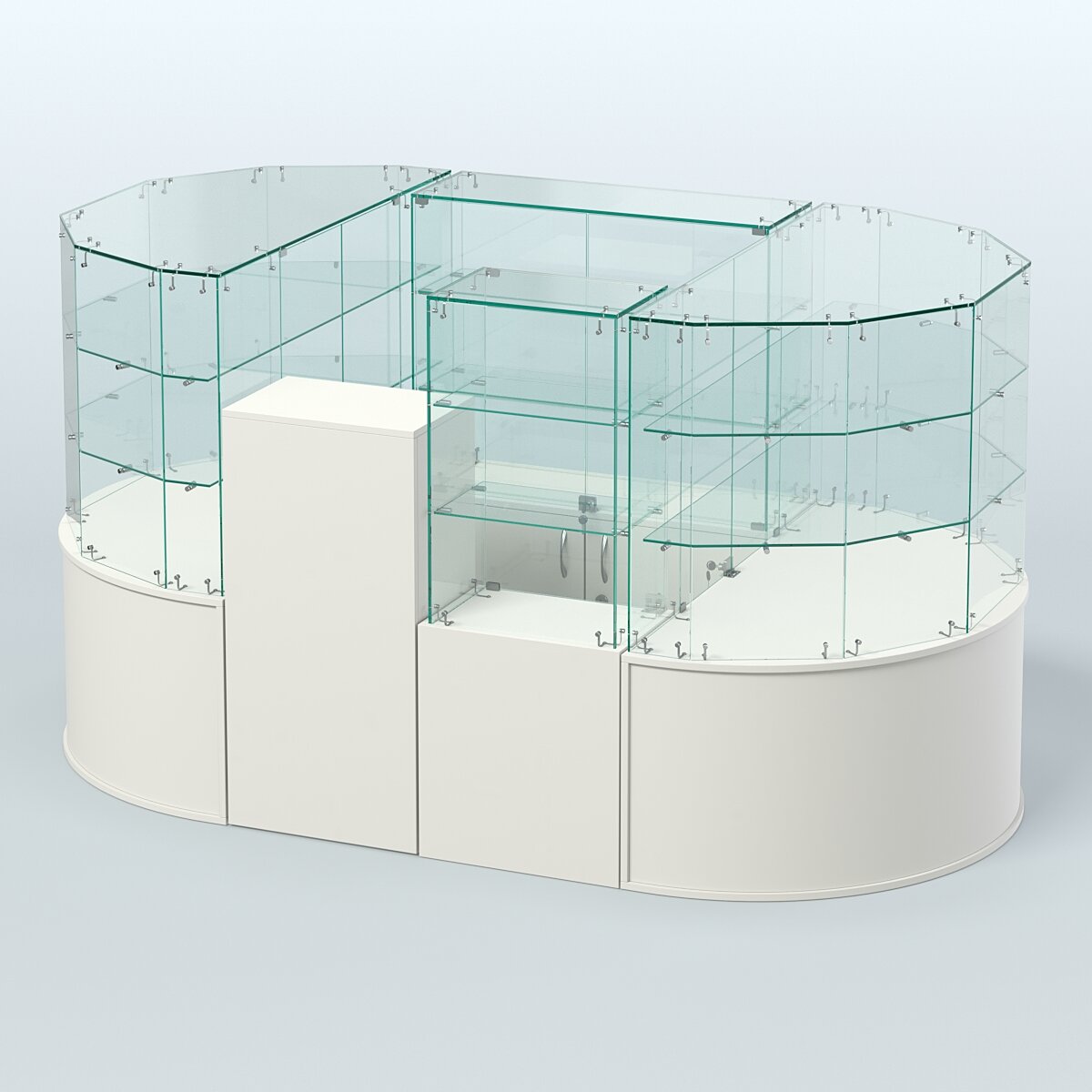 Круглый стеклянный островок-павильон серии кольцо с радиусными углами №1, Белый