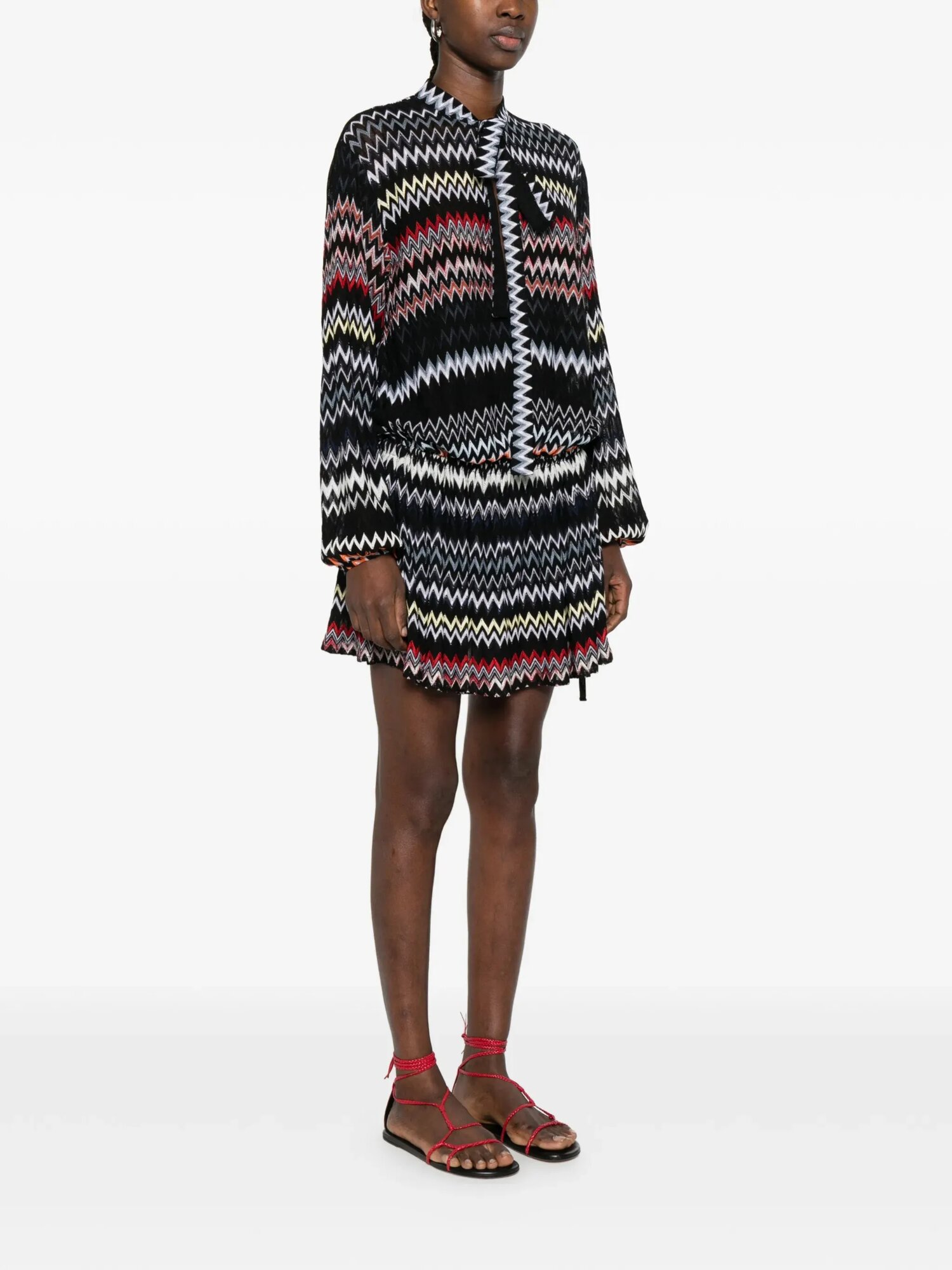 Платье Missoni Chevron-pattern mini dress, размер 40, black/black — фото 1