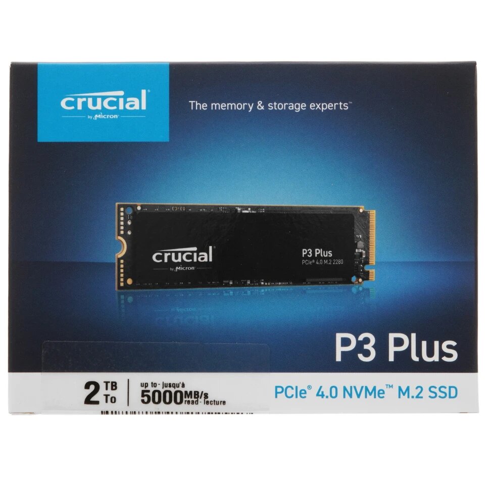 2000 ГБ M.2 NVMe накопитель Crucial P3 Plus [CT2000P3PSSD8], PCIe 4.0 x4
