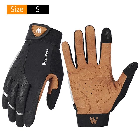 WEST BIKING Велоперчатки Мужские Термо, Черный, Искусственная кожа M, Full finger