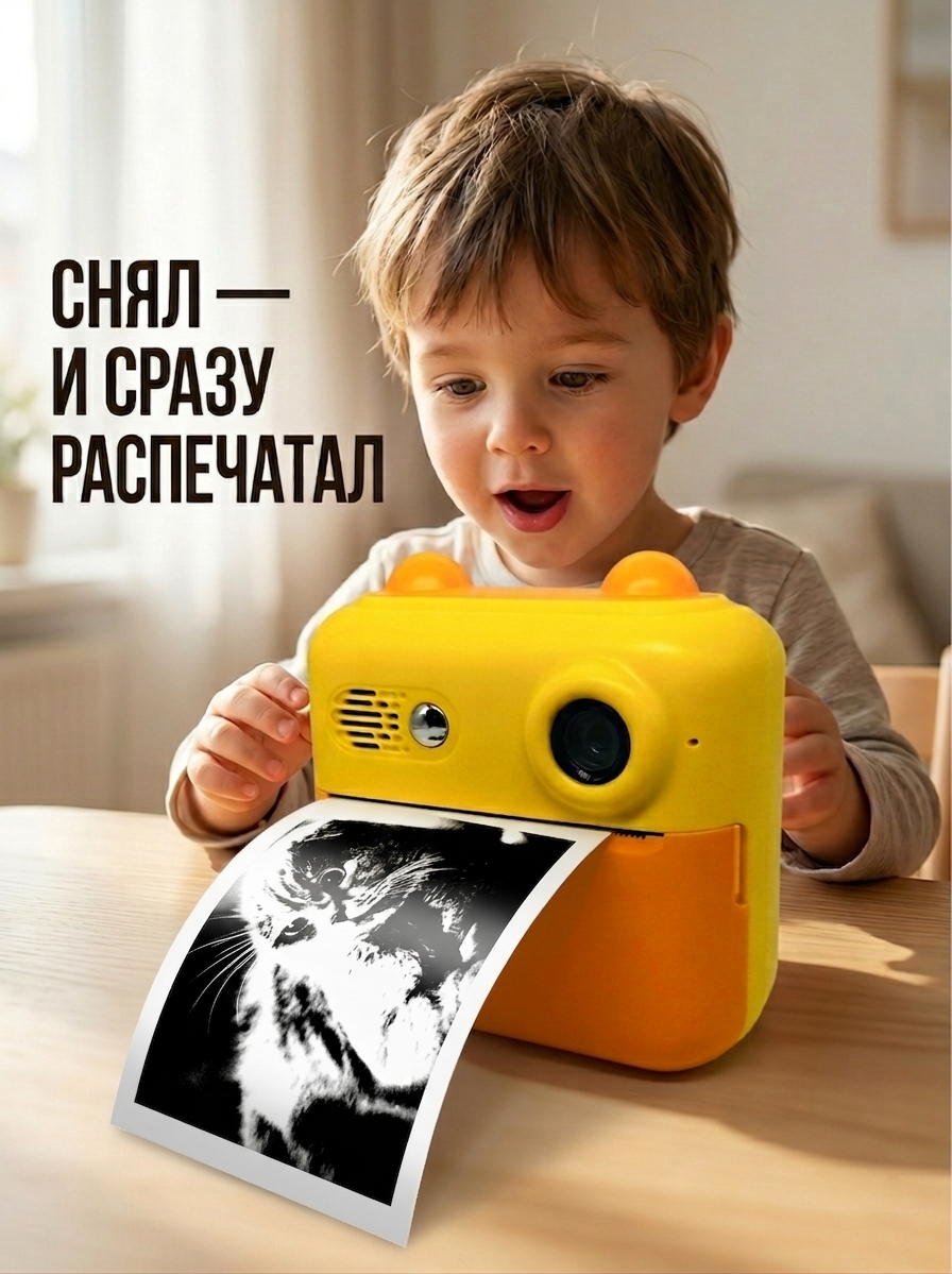 Детский фотоаппарат с моментальной печатью без чернил, термопечать, 32 ГБ, для детей 3-5 лет, для девочек и мальчиков