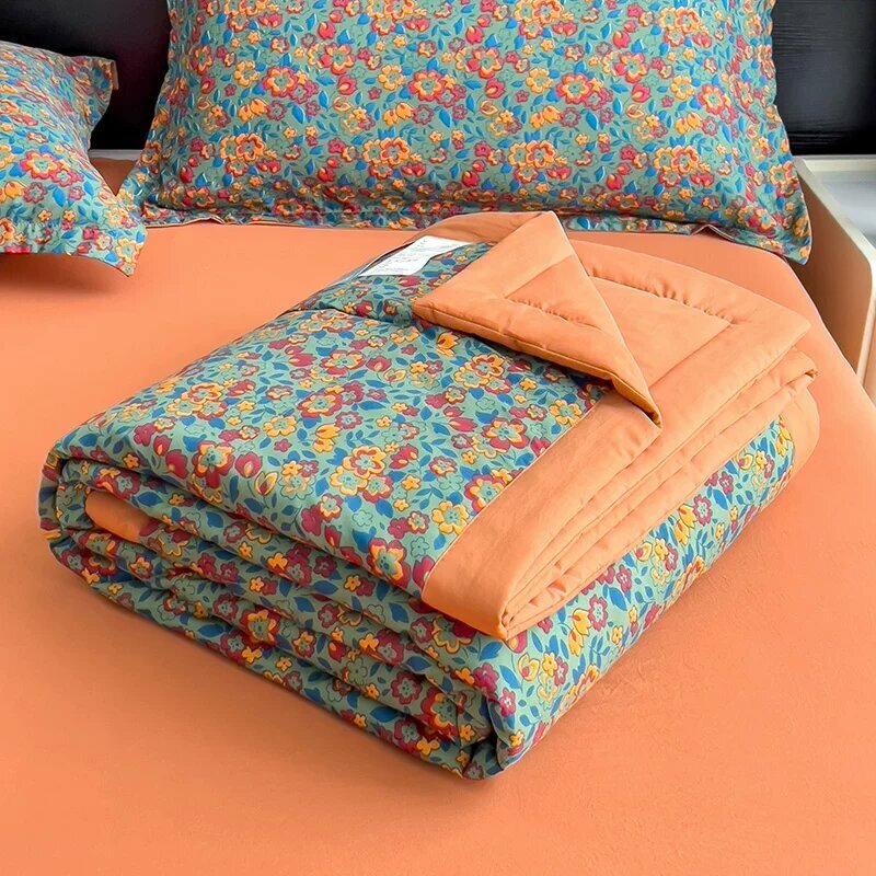 Летнее одеяло из соевого волокна с двухслойной пряжей, комплект из четырех предметов, универсальное для всех сезонов,