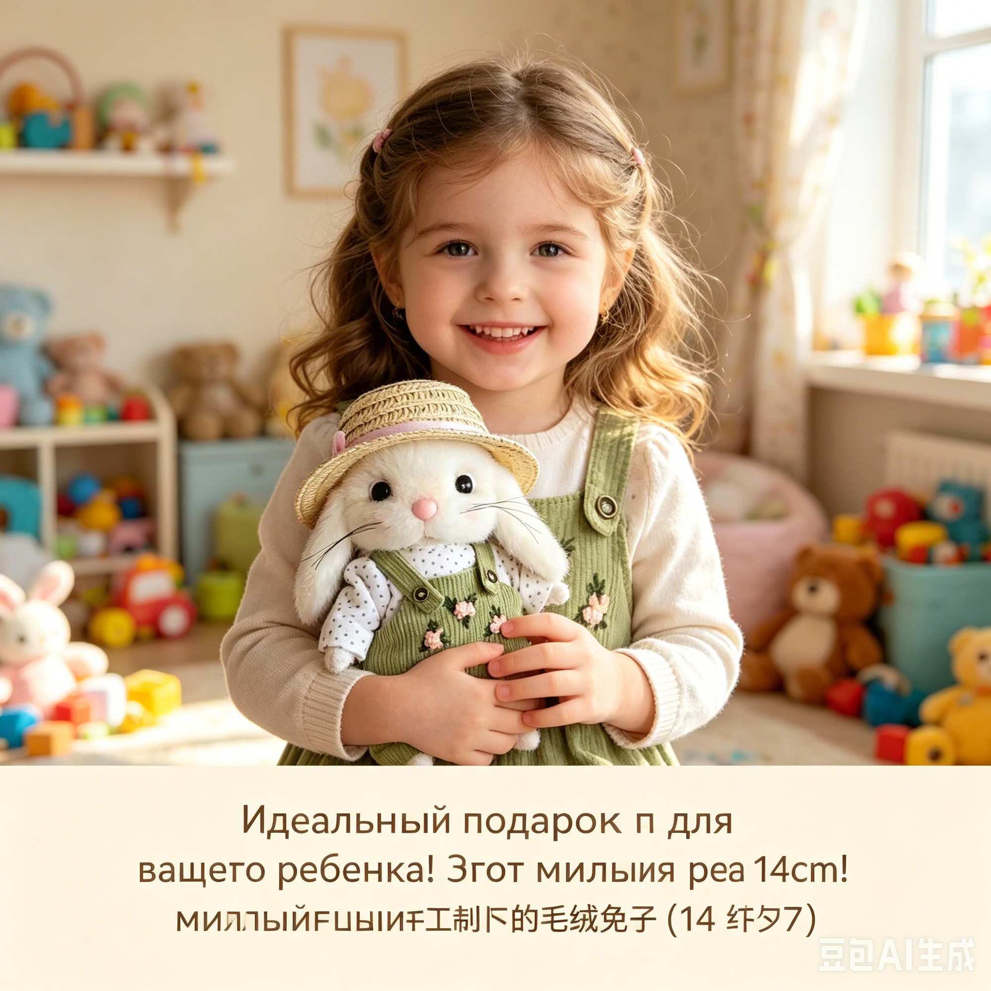 Плюшевый кролик MINISO #ОДРИ. STYLE, ручной работы, белый, в шапочке, 14см