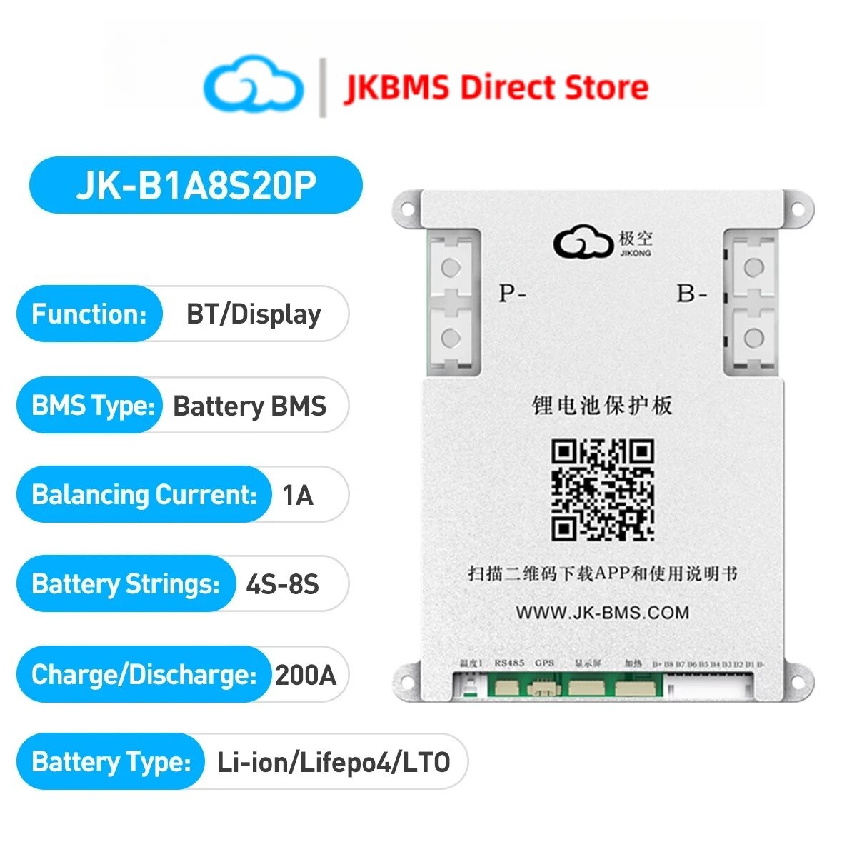 JIKONG Smart BMS Активный Балансир для литий-ионных аккумуляторов JK-B1A8S20P