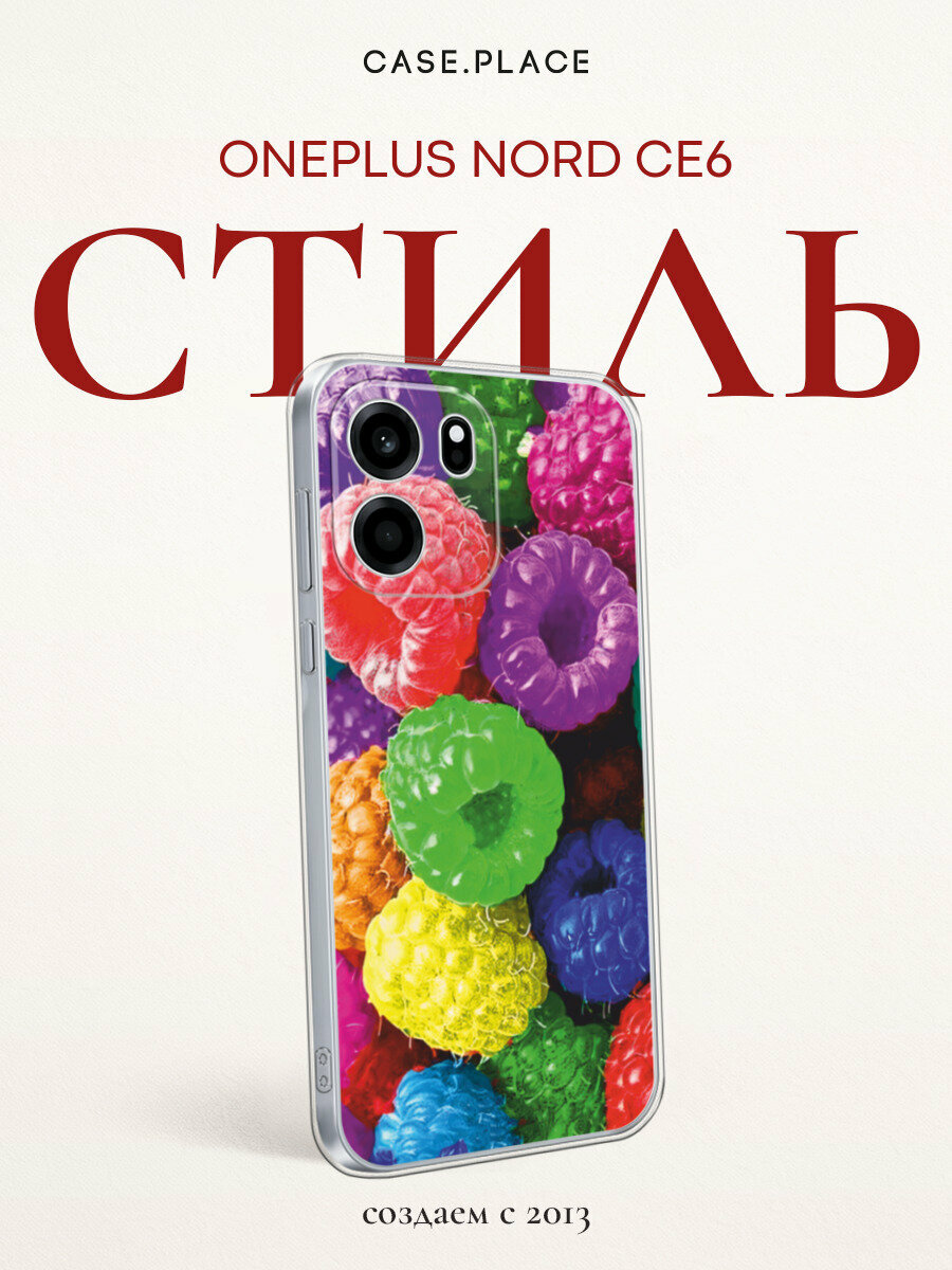 Чехол на OnePlus Nord CE6 / Ван Плас Норд СЕ6 с принтом Разноцветная малина