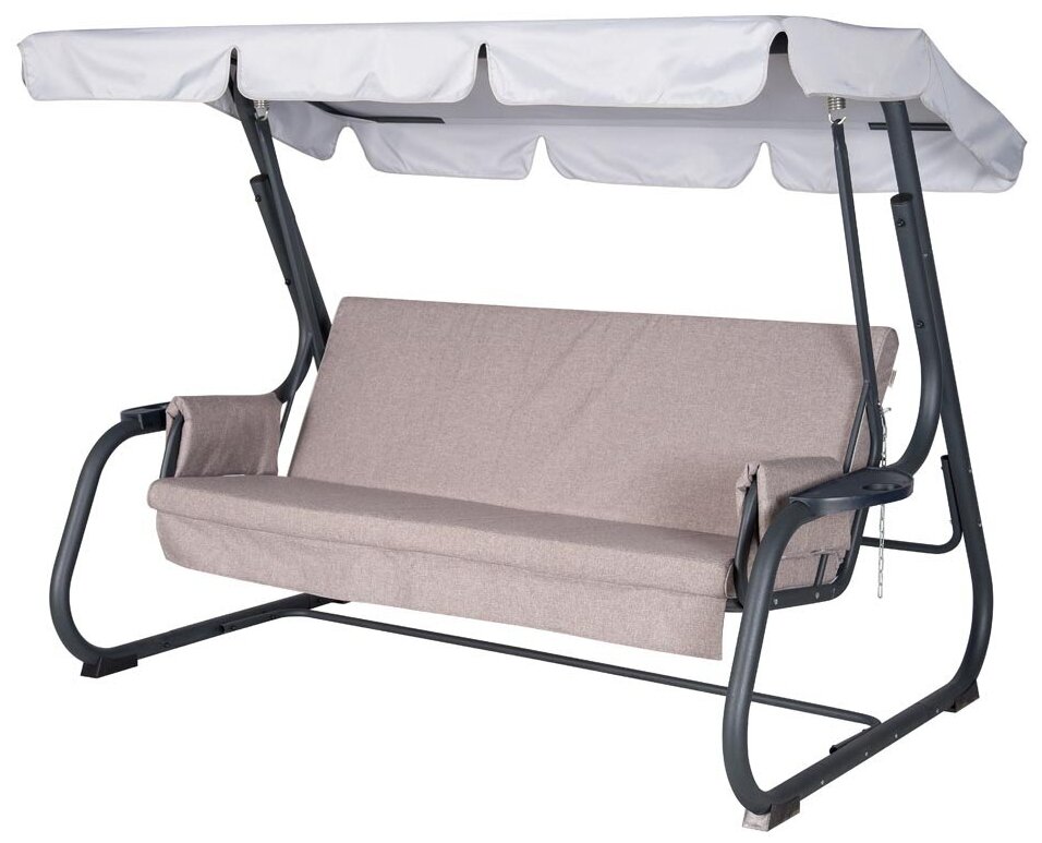 Качели Удачная Мебель Ибица, металлические, графитовые, 3 места, нагрузка до 350кг