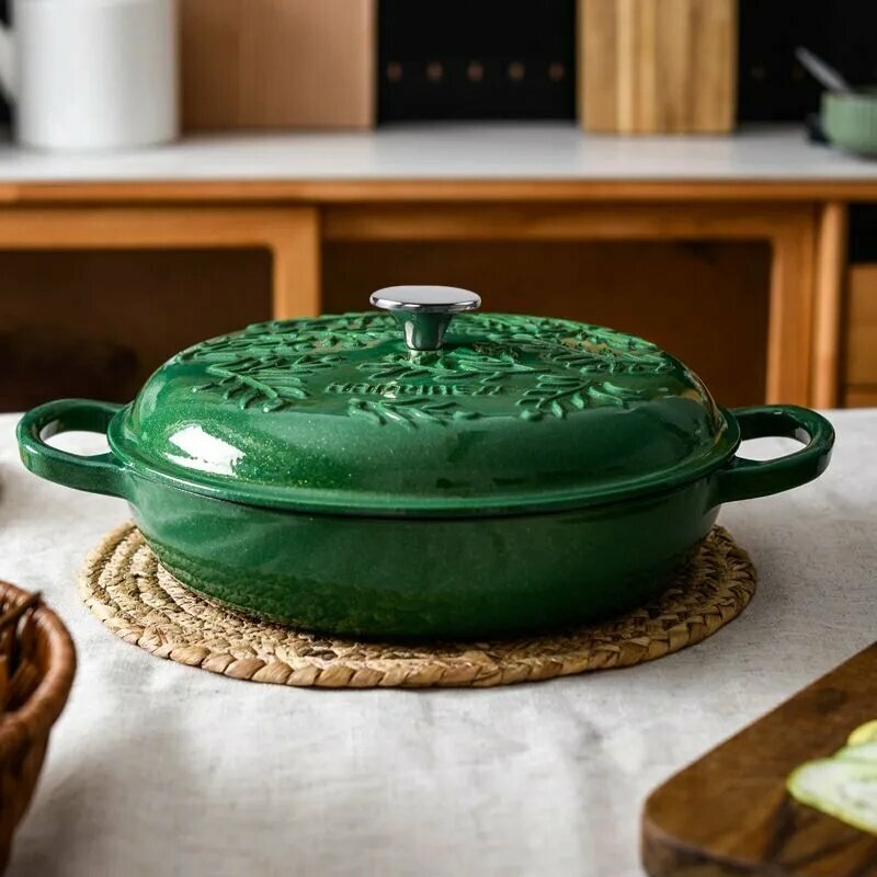 Стильная кастрюля из эмалированного чугуна, 26 см, антипригарное покрытие