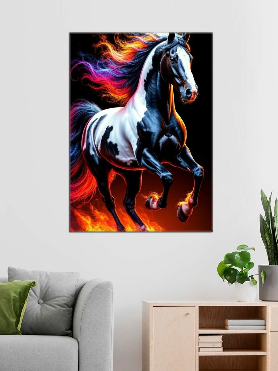 Картина на стену "Красная огненная лошадь", 30х40 см