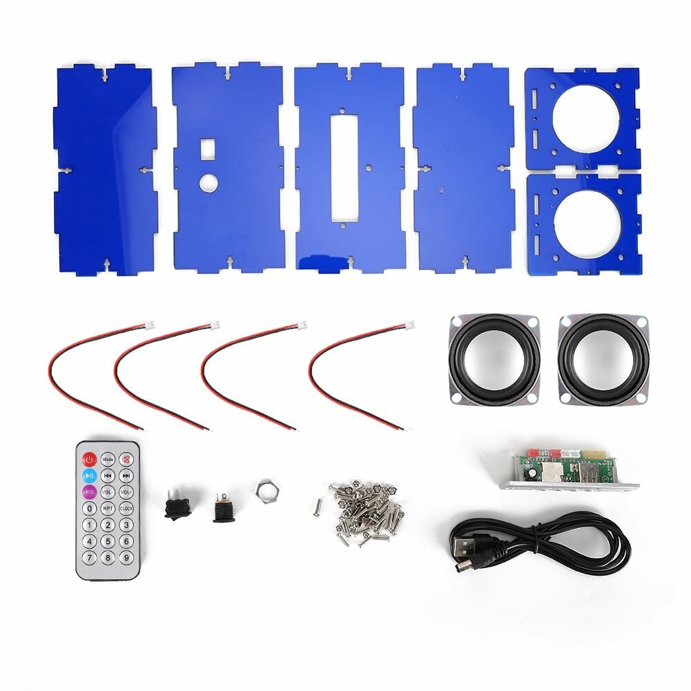 Комплект для сборки Bluetooth-колонки DIY, синий цвет, с пультом