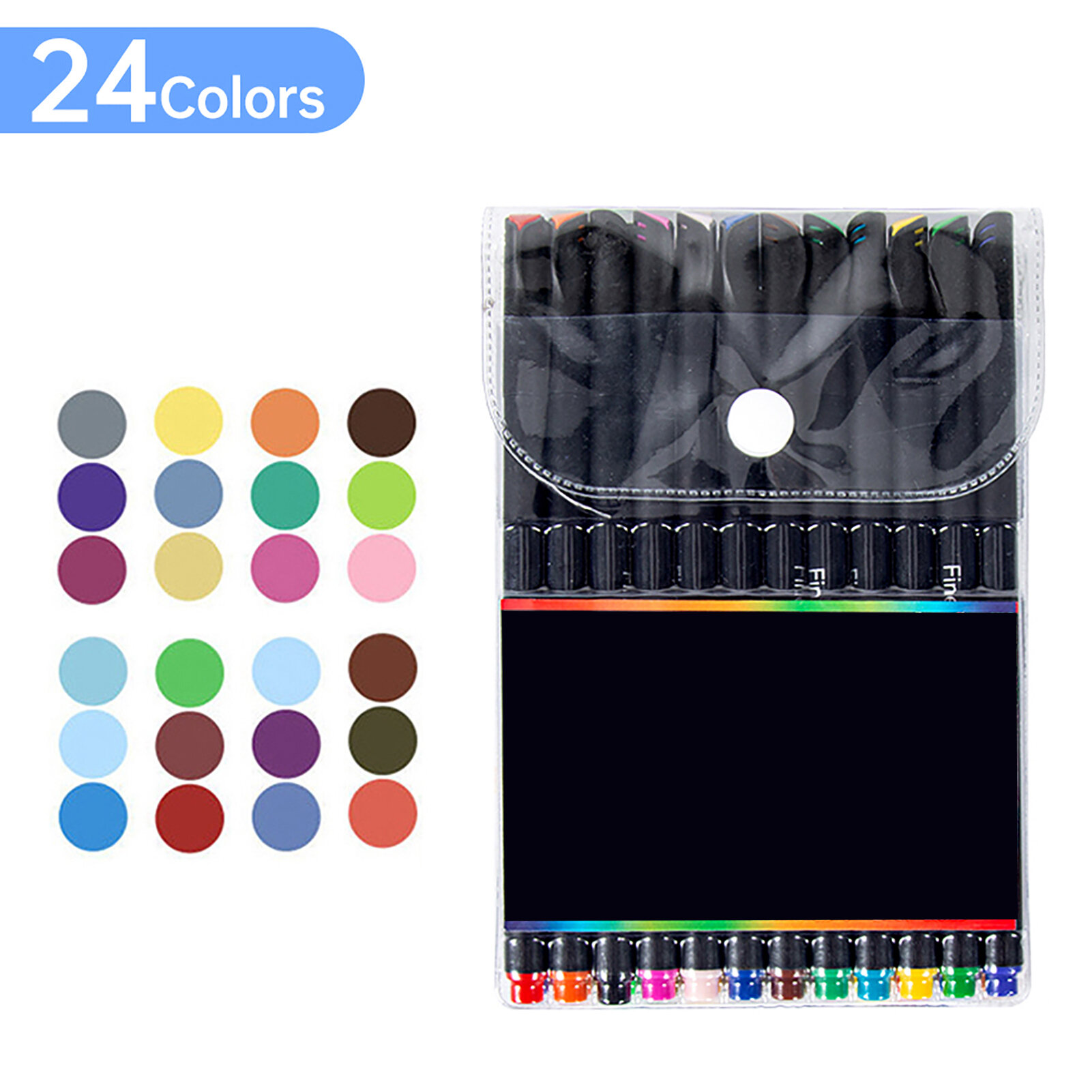 24 Цветных Карандаша Fineliner Fine Point С Наконечником 0,4 мм, Маркеры для Ведения Дневника, Записи Заметок, Календаря, Повестки Дня, Раскраски Для взрослых, Рисования, Художественного Проекта, Школьной Дизайн-Студии, Канцелярских Принадлежностей