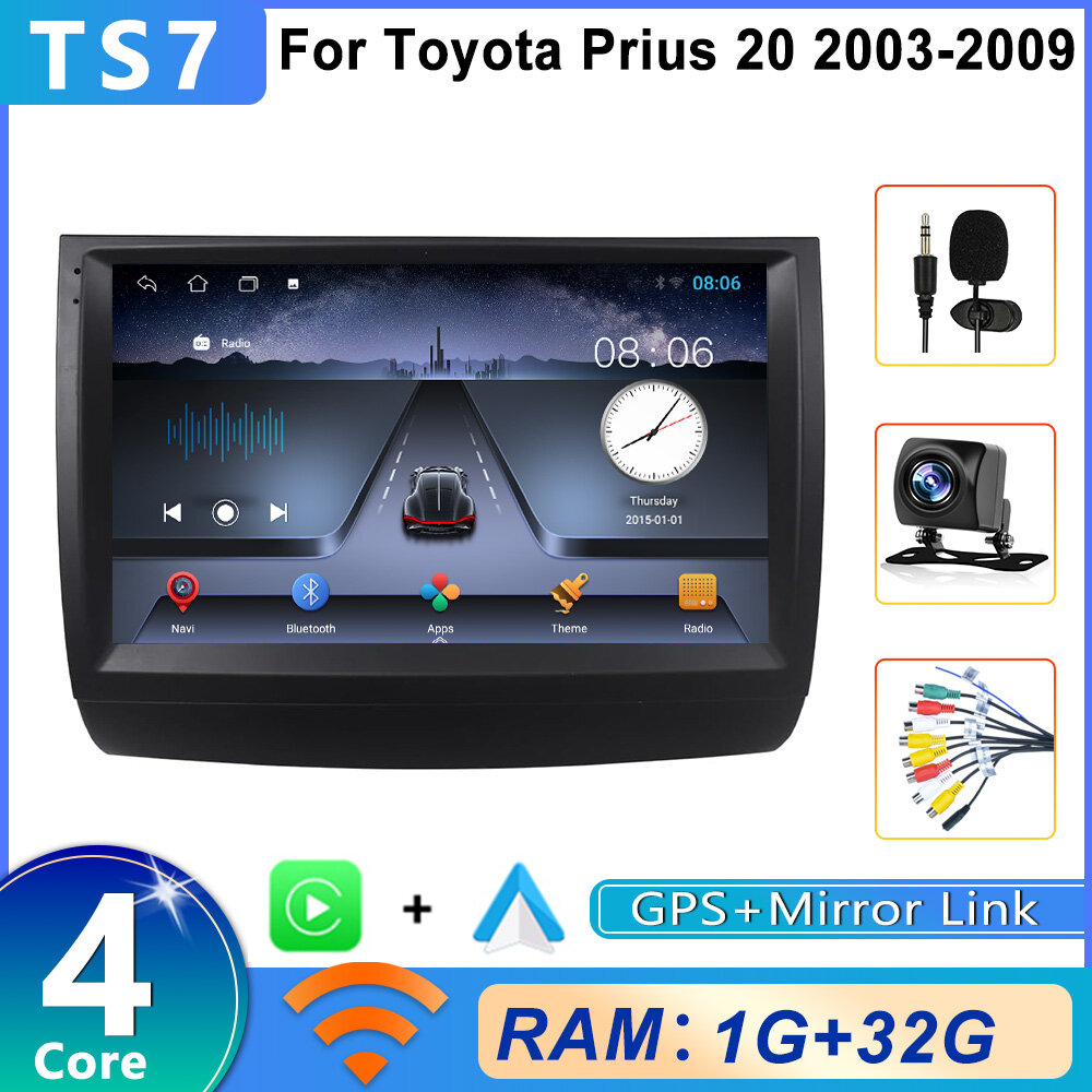 Android Магнитола для Toyota Prius 20 2003-2009/ Автомагнитола Андроид Тойота Приус 20 2003-2009 Wifi Bluetooth Gps навигатор Мультимедиа автомабиля