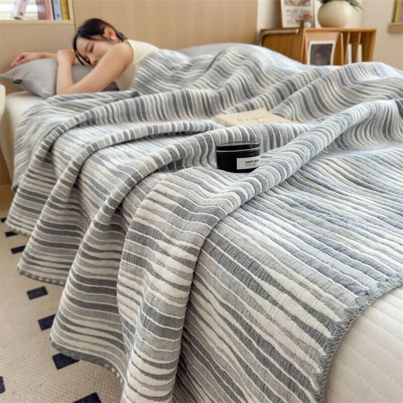 IKEA Плед жаккардовый хлопок 100% Трёхслойное марлевое Плед-покрывало , Пестроткань, Хлопок, 230 см х 200 см