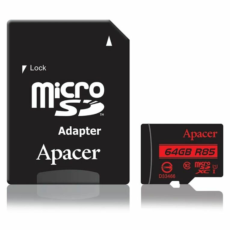 64 ГБ Карта памяти Apacer R85 (AP64GMCSX10U5-R) - microSDXC, UHS-I U1, Class 10, чтение - 85 Мбайт/сек