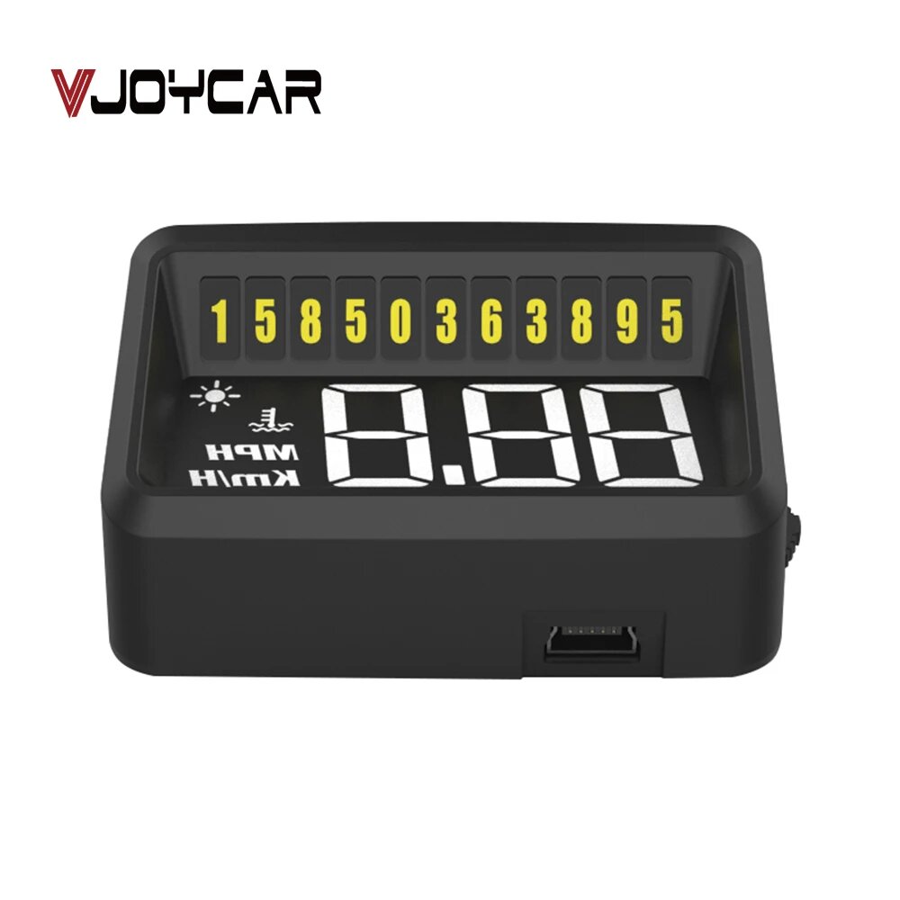 Vjoycar Автомобильный дисплей HUD датчик Авто дисплей с солнцезащитным капюшоном Телефон No. Plate лобовое стекло проектор RPM PK A100 A900