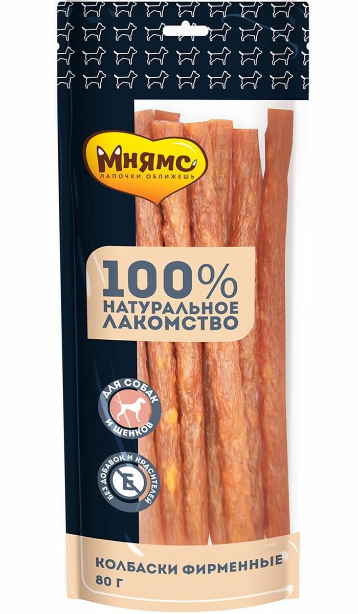 Лакомство Мнямс для собак колбаски фирменные, 80 гр