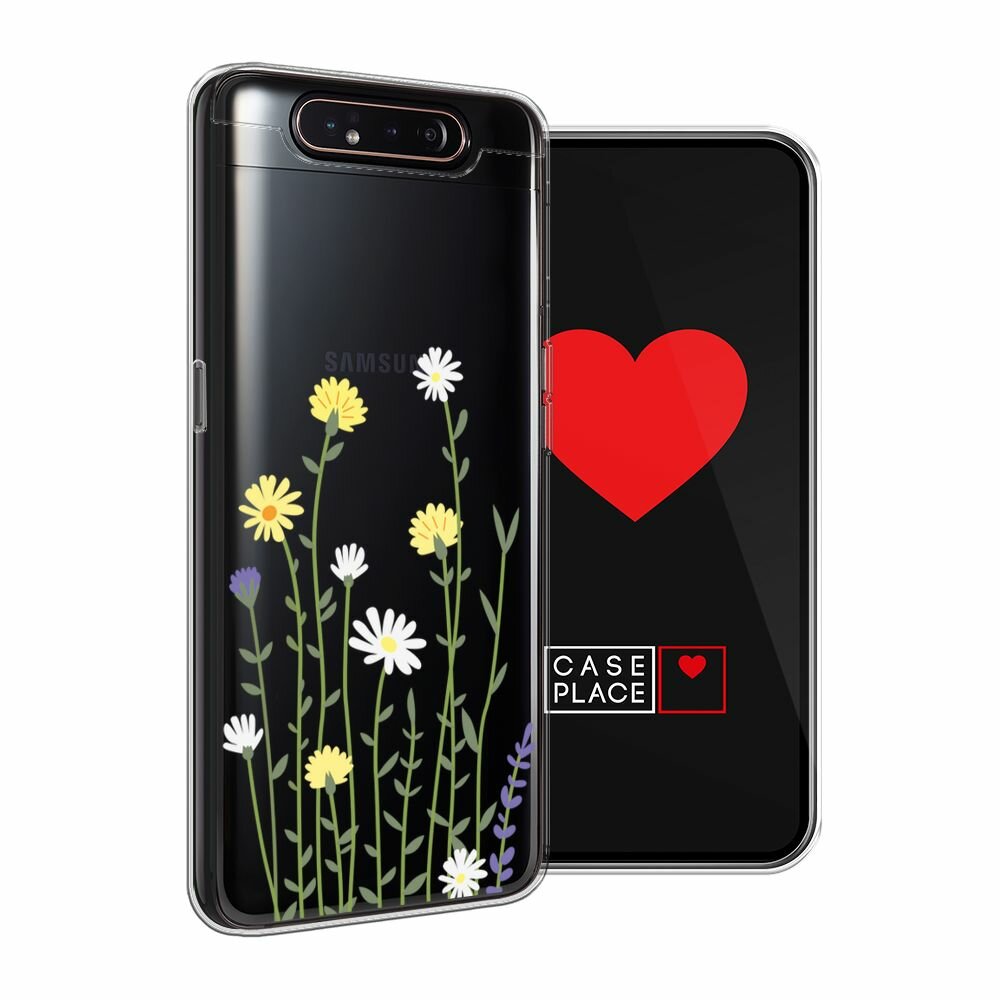 Чехол на Samsung Galaxy A80 / Самсунг Гэлакси A80 с принтом "Пучок полевых цветов", прозрачный — фото 1