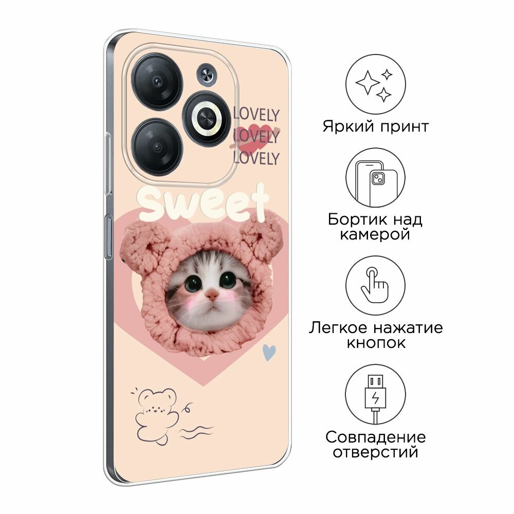 Чехол на Infinix Smart 8/8 HD/HOT 40i / Инфиникс Смарт 8/8 HD/HOT 40i с принтом "sweet lovely kitten 1" — фото 1