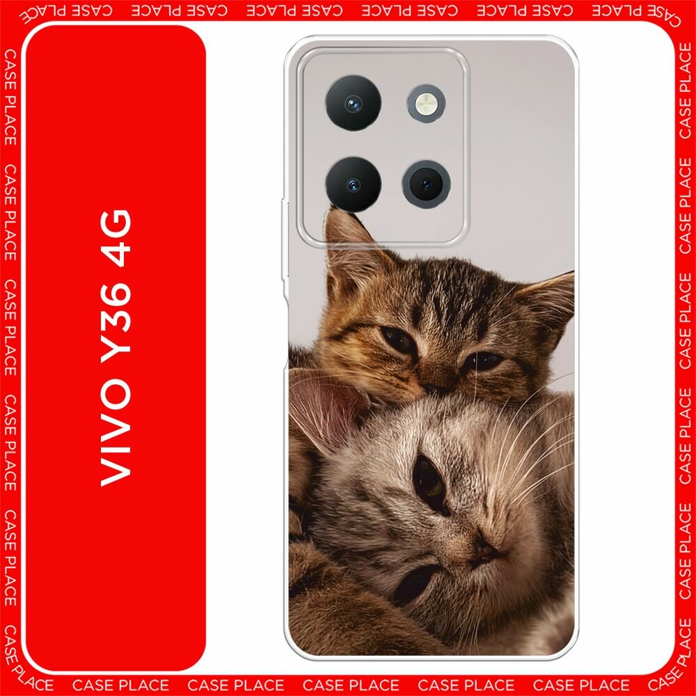 Чехол на Vivo Y36 4G / Виво Y36 4G с принтом "Нежные котята - 14 февраля"