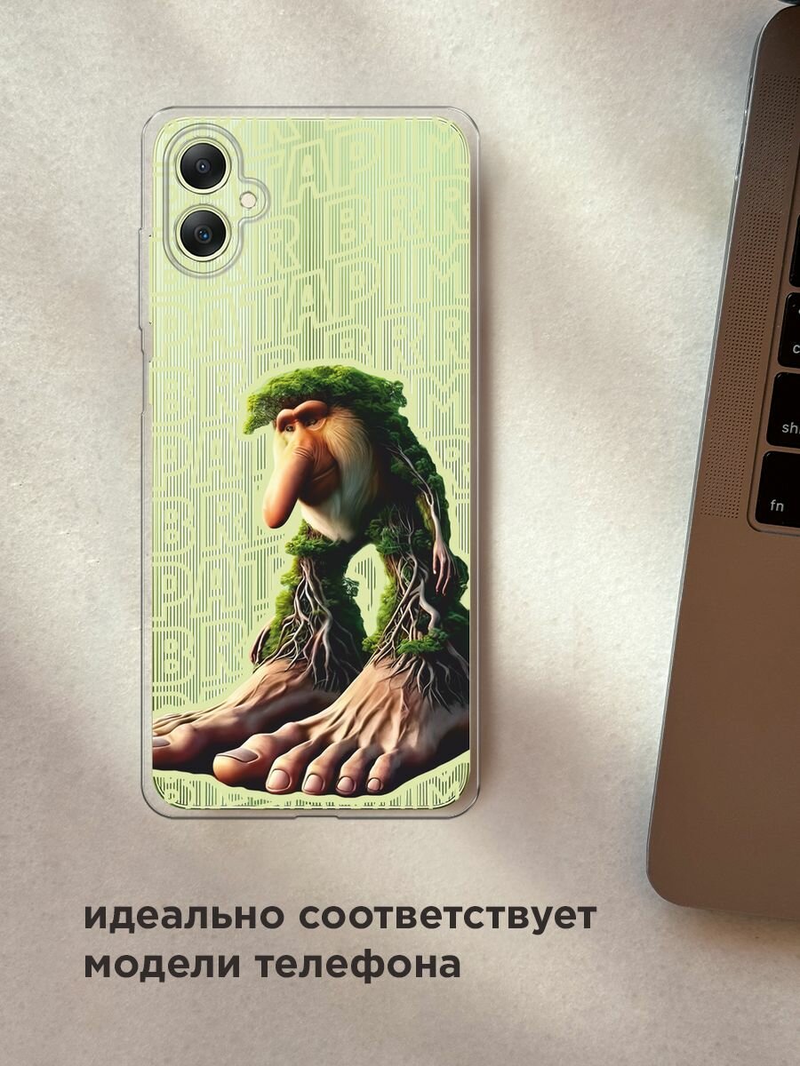 Чехол на Samsung Galaxy A06 / Самсунг Галакси А06 с принтом "Брр брр патапим 2", прозрачный — фото 1
