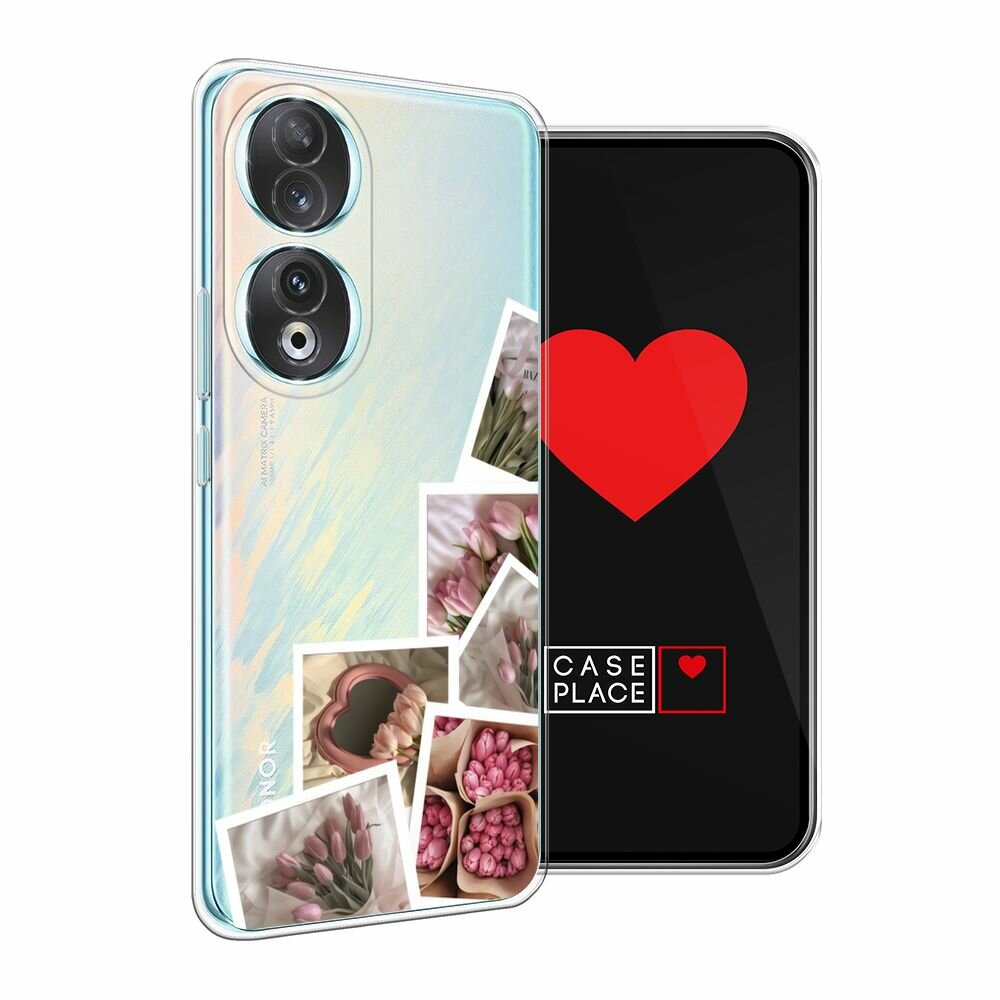 Чехол на Honor 90 / Хонор 90 с принтом "Весенние фото - 8 марта", прозрачный — фото 1
