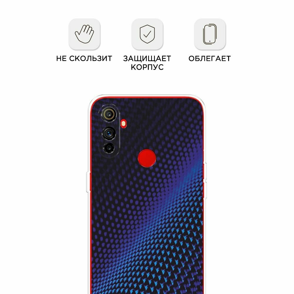 Силиконовый чехол на Realme C3 / Реалми C3 с принтом "Синий карбон" — фото 1